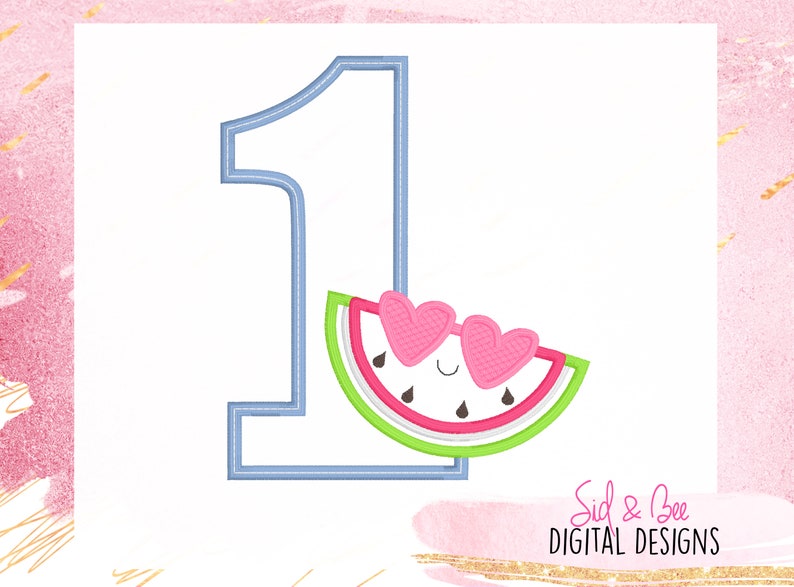 Watermelon Number, One in a Melon, Fruit, Watermelon, Number Applique ...