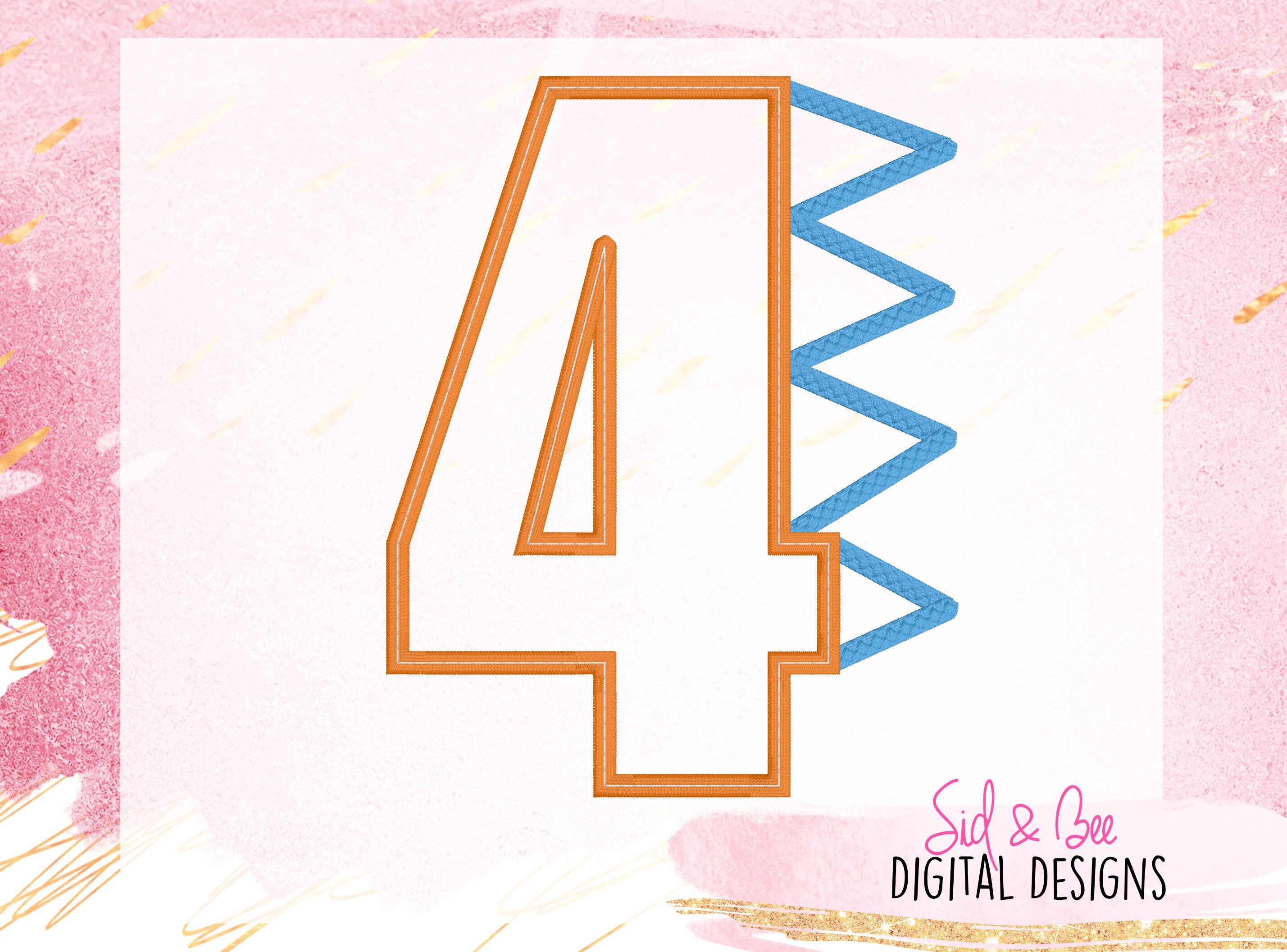 Fourth Birthday Dinosaur Number Applique Birthday Four | Etsy