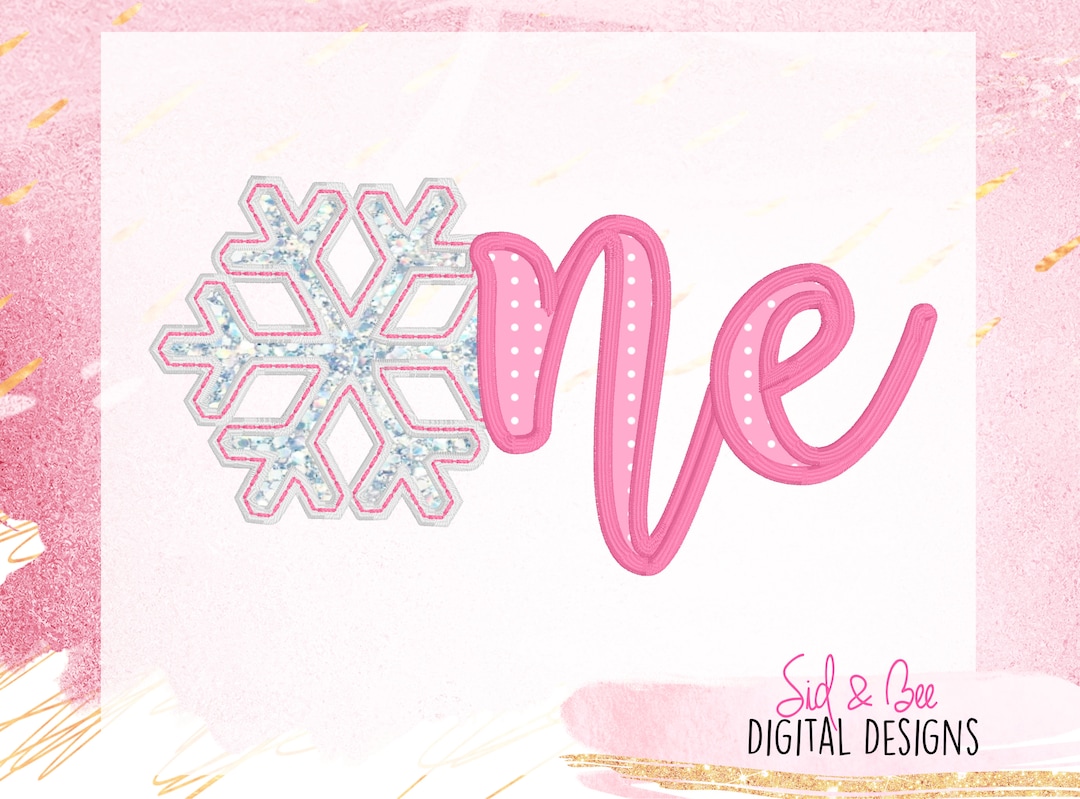 One, Snowflake Applique, Embroidery Snowflake, First Birthday, Design ...