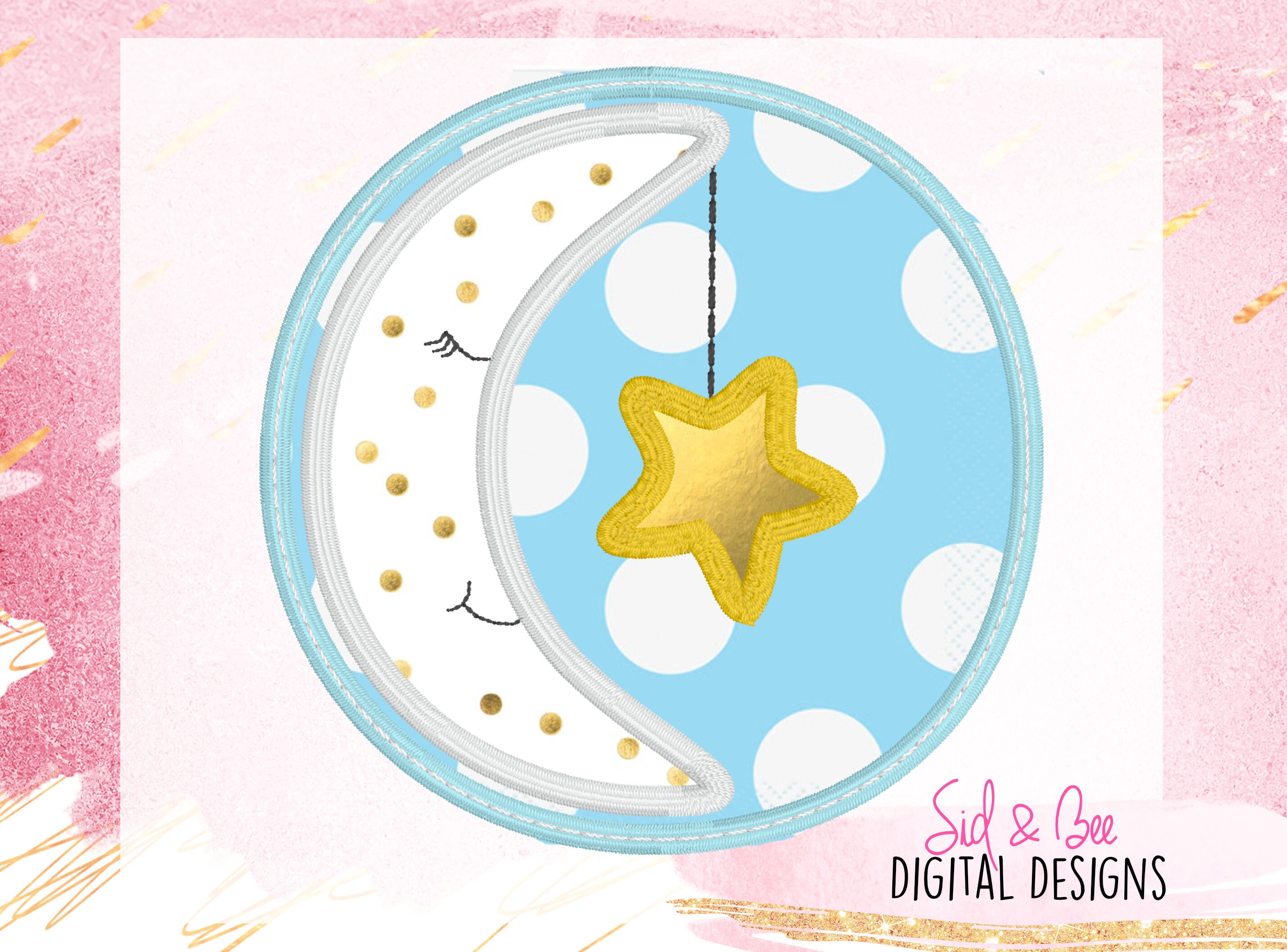 Moon Stars Star Moon and Stars Moon Applique Birthday - Etsy