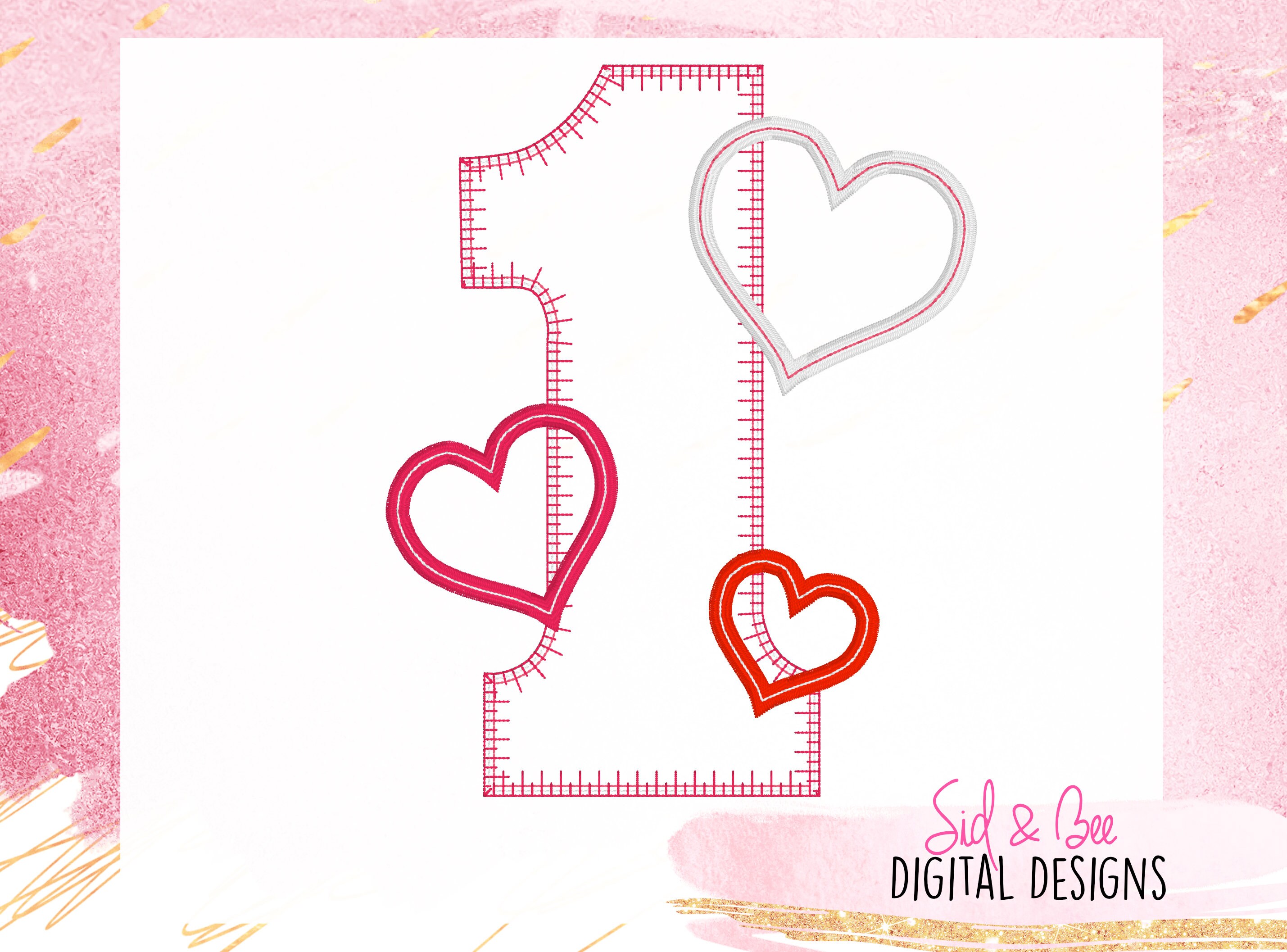 Hearts First Birthday One Hearts One Applique Embroidery | Etsy