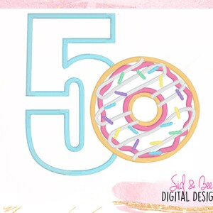 Donut, Fifth Birthday, Five Donut, Donut Applique, Embroidery Design ...