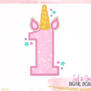 Unicorn, First Birthday, One Unicorn, Unicorn Applique, Embroidery ...