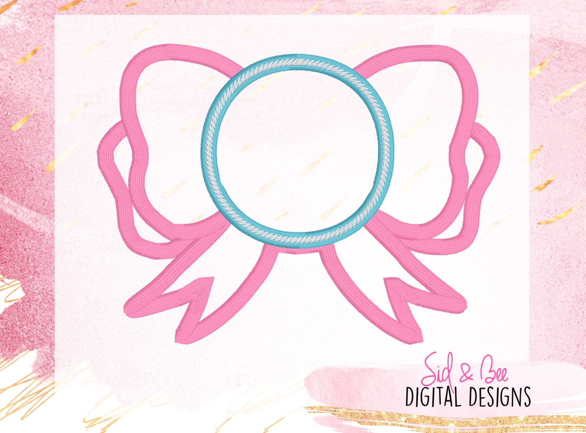 Bow Monogram Bow Applique Bow Embroidery Monogram Frame - Etsy