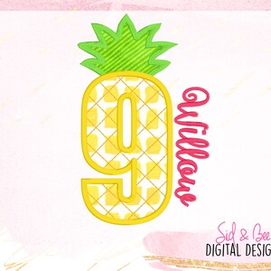 Applique Numbers Set, Embroidery Numbers, Birthday, Pineapple, Applique ...