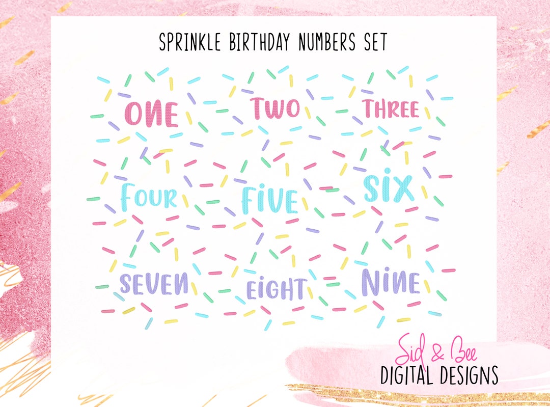 Sprinkle Number Set, Embroidery Numbers, Birthday, Sprinkles, Birthday ...