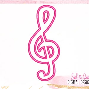 Music Embroidery Treble Clef Applique Note Eighth Note - Etsy