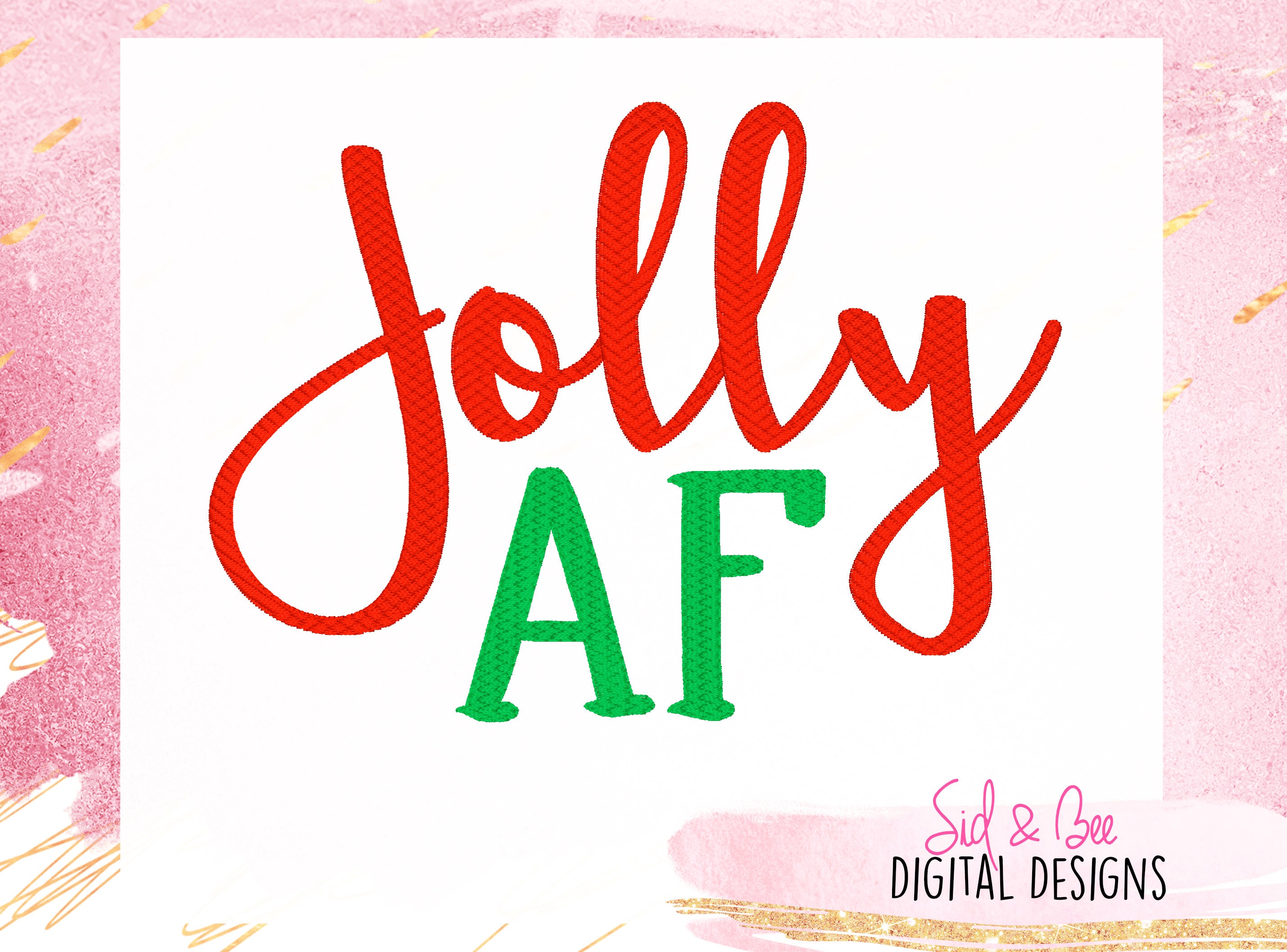 Jolly AF christmas embroidery funny christmas embroidery | Etsy