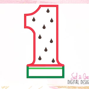 Watermelon Number, One in a Melon, Fruit, Watermelon, Number Applique ...