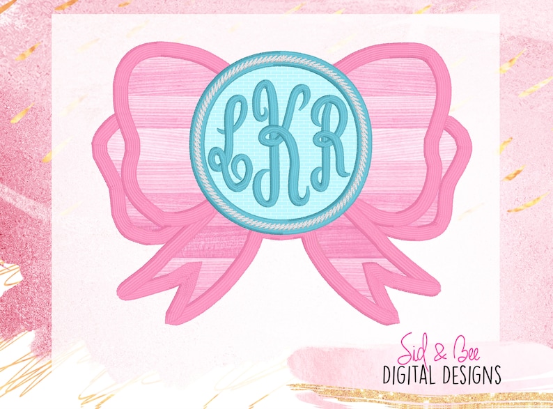 Bow Monogram Bow Applique Bow Embroidery Monogram Frame - Etsy