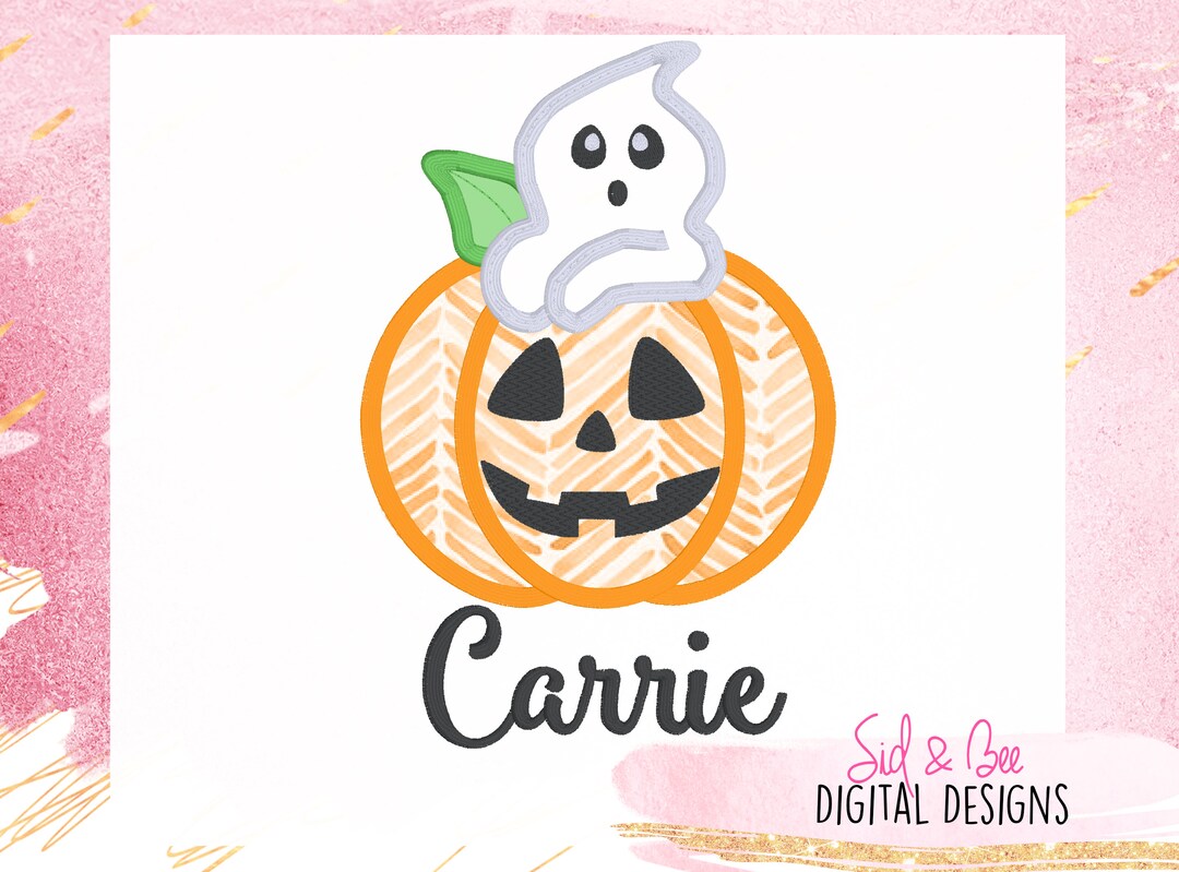 Pumpkin Applique Design, Jack O Lantern, Ghost Applique, Halloween ...