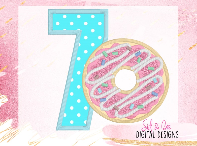 Donut, Seventh Birthday, Seven Donut, Donut Applique, Embroidery Design ...