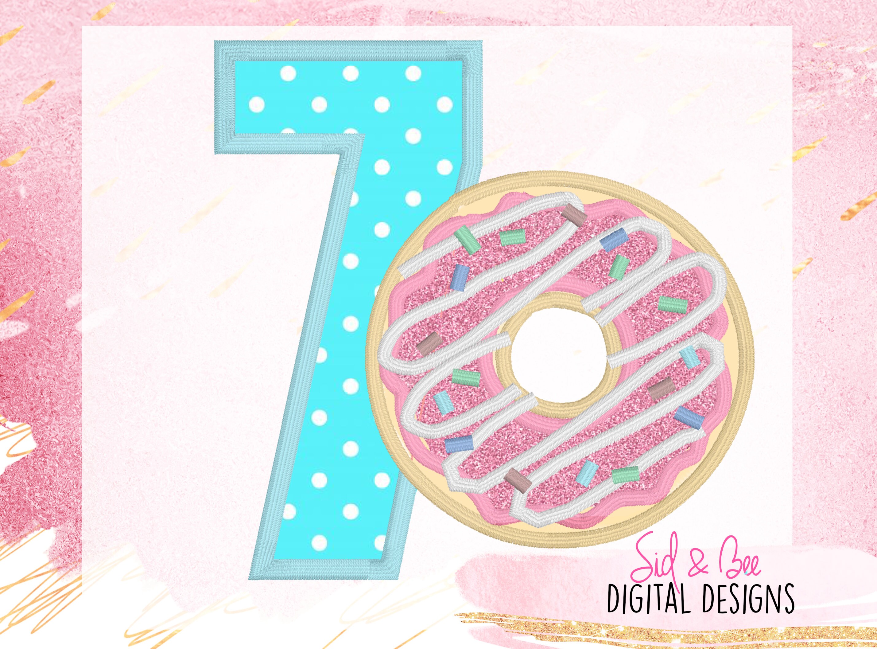 Donut, Seventh Birthday, Seven Donut, Donut Applique, Embroidery Design ...
