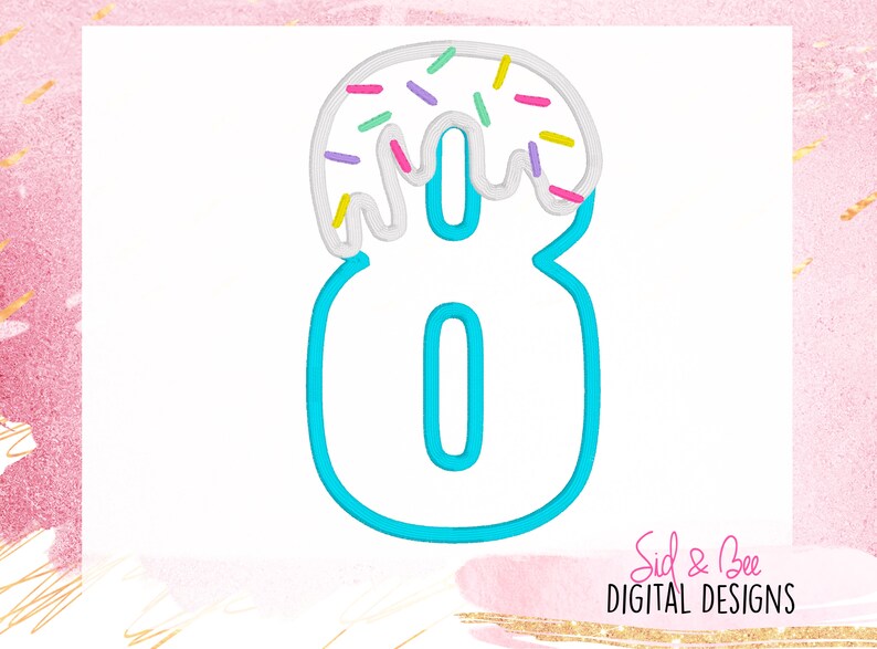 Eighth Birthday, Icing, Number Applique, Sprinkles, Eight, Embroidery ...