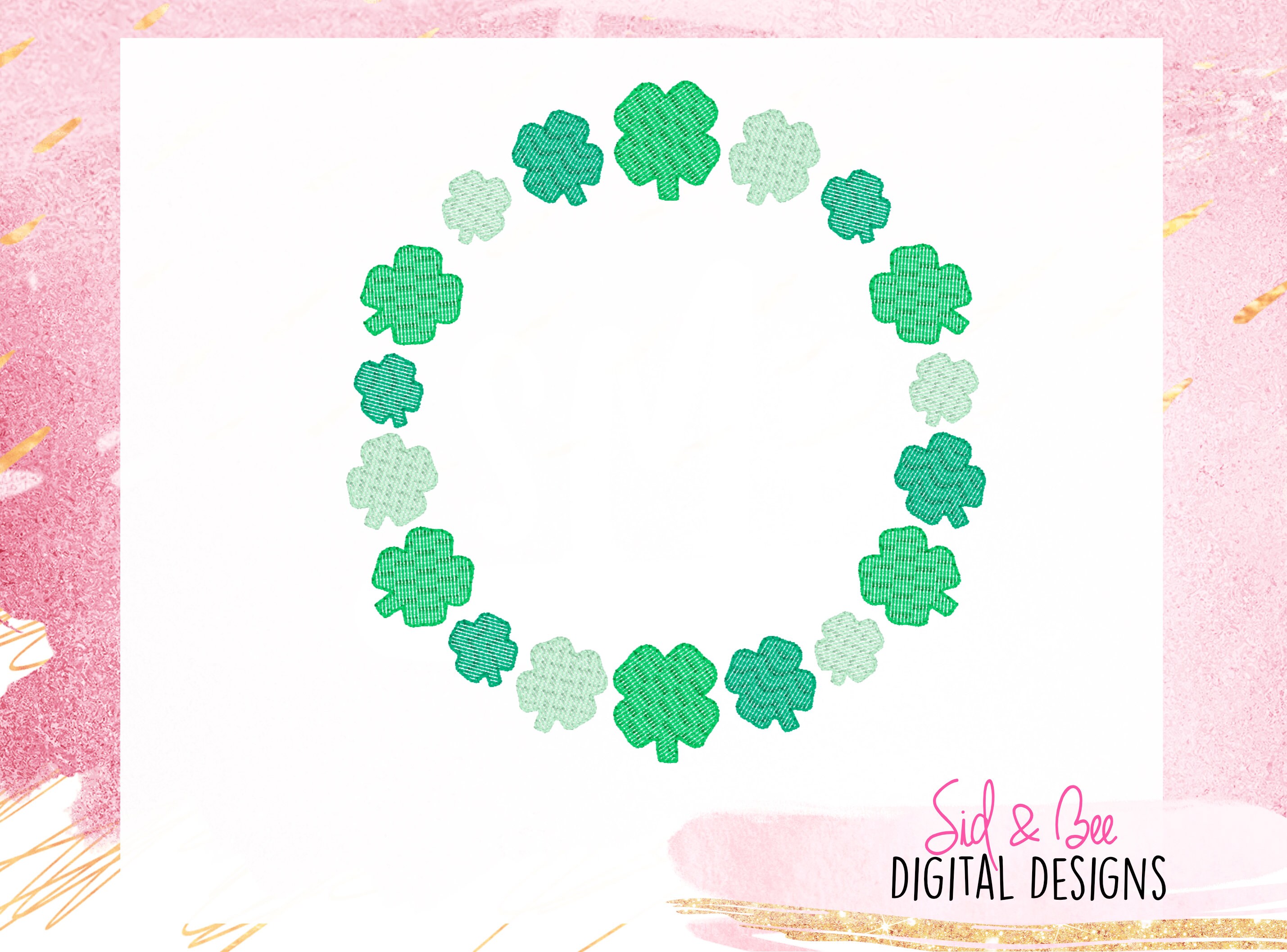 Shamrock Sketch Stitch Monogram Frame Shamrock Applique - Etsy