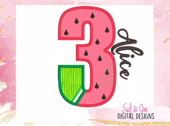 Watermelon number embroidery applique Watermelon number | Etsy