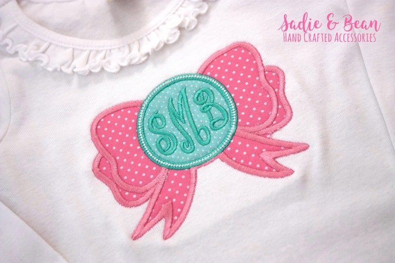 Bow Monogram Bow Applique Bow Embroidery Monogram Frame - Etsy