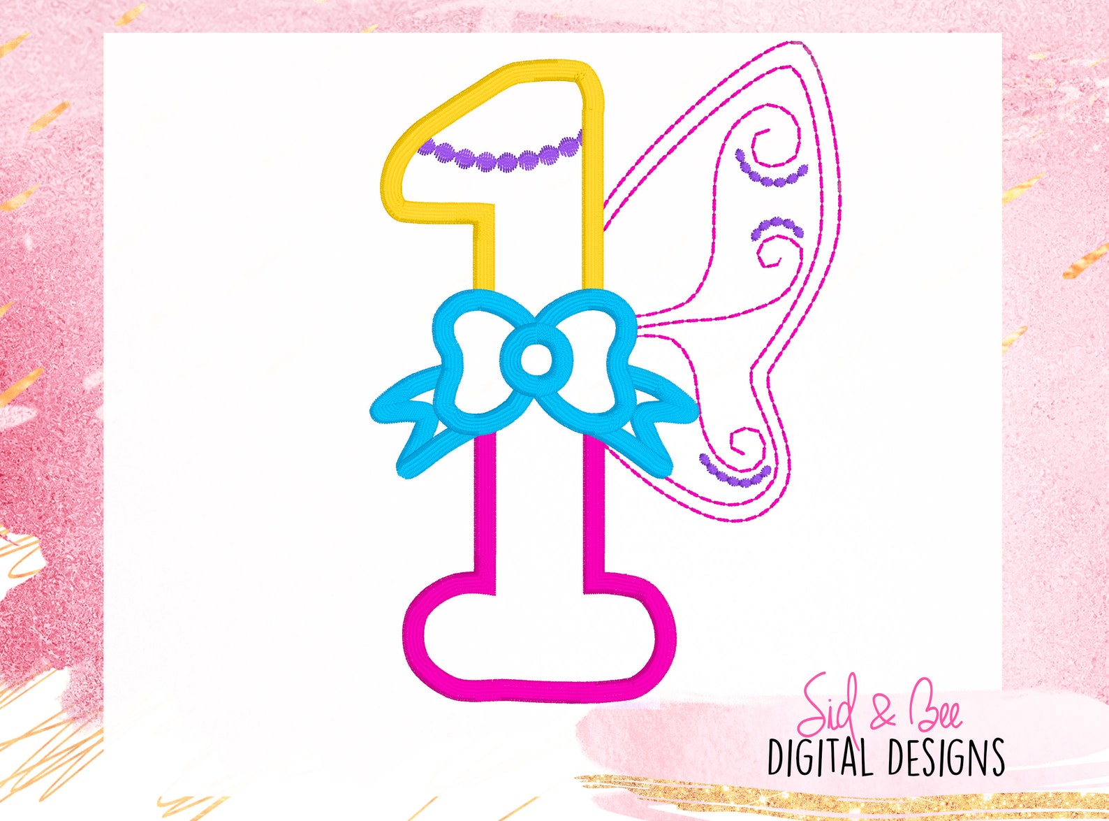 Fancy Number First Birthday One Applique Fancy Applique - Etsy