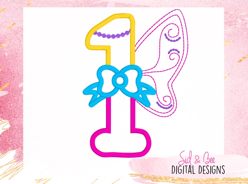 Fancy Number, First Birthday, One Applique, Fancy Applique, Embroidery ...