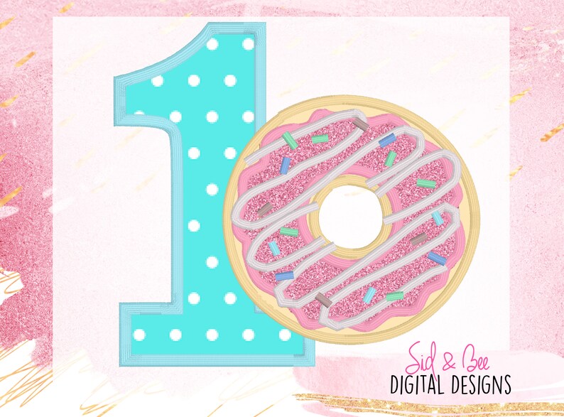Applique Numbers Set, Embroidery Numbers, Birthday, Donut Applique ...