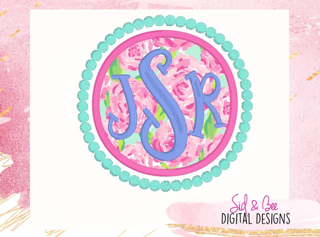 Circle Monogram, Circle Applique, Patch Embroidery, Monogram Frame ...