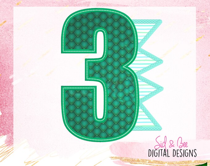 Third Birthday Dinosaur Number Applique Birthday Three - Etsy