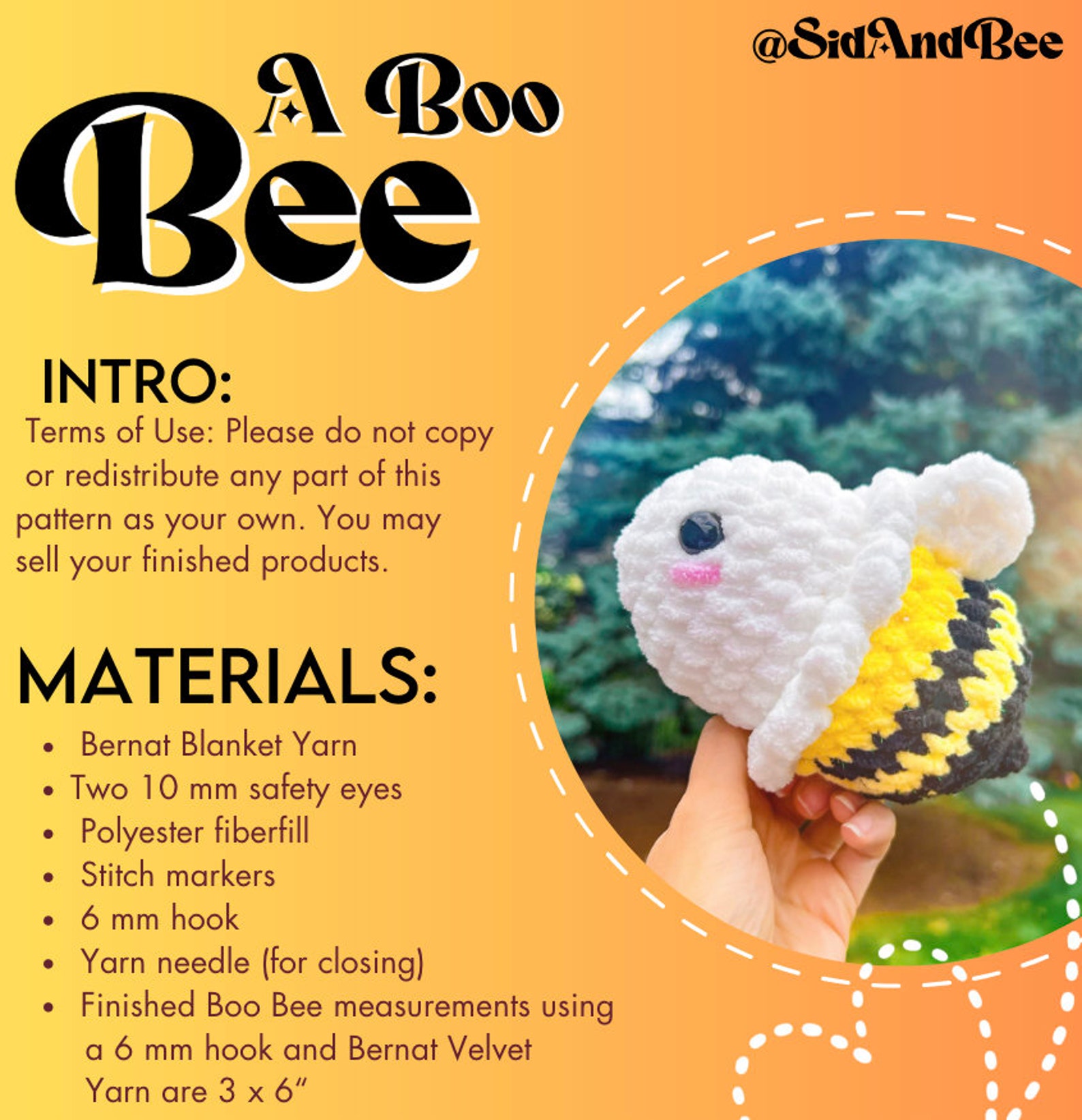 Digital Pattern, Bee, Boo Bee, Boobie, Ghost, Halloween, Crochet ...