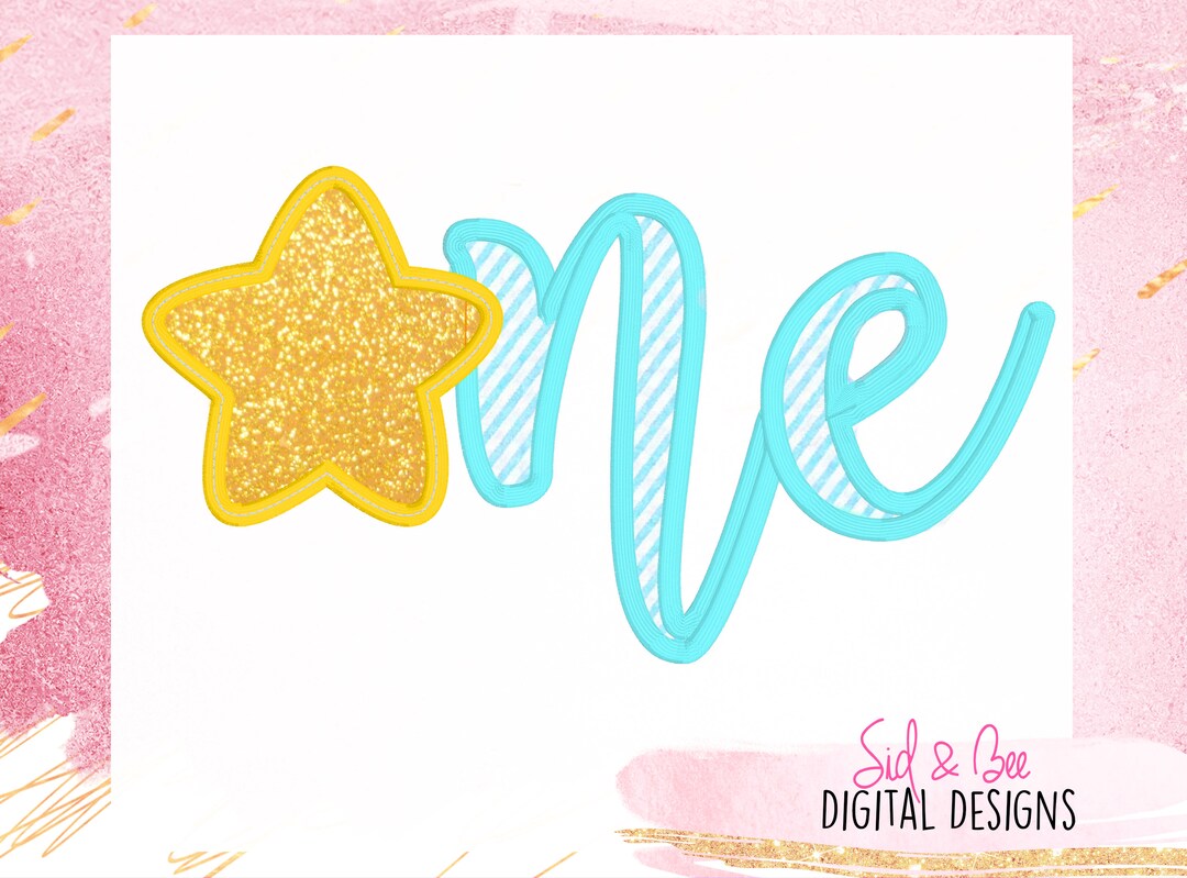 One, Star Applique, Embroidery Star, First Birthday, Design, Birthday ...