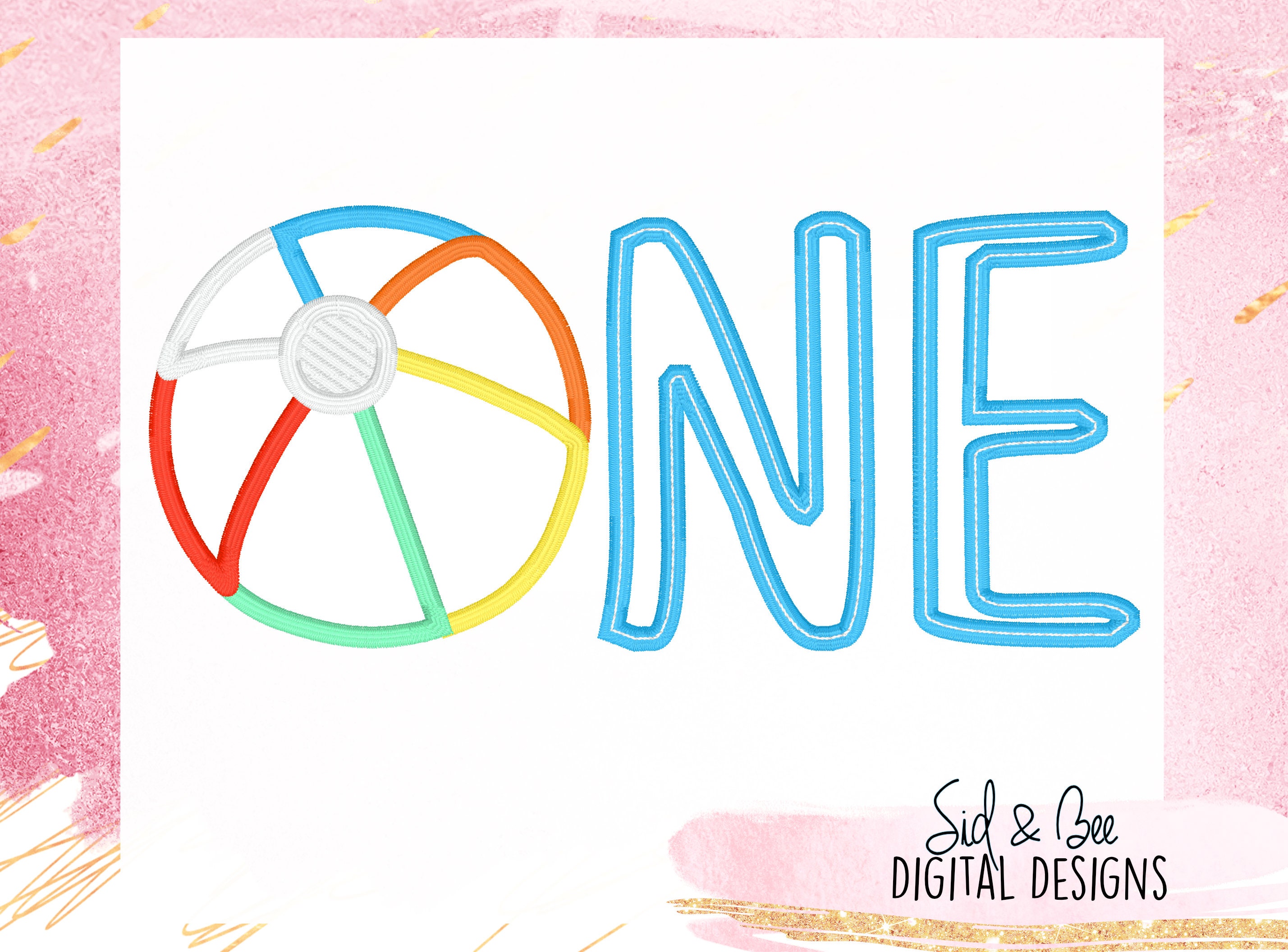 Birthday, One, First Birthday, Beach Ball Applique, Beach Ball ...