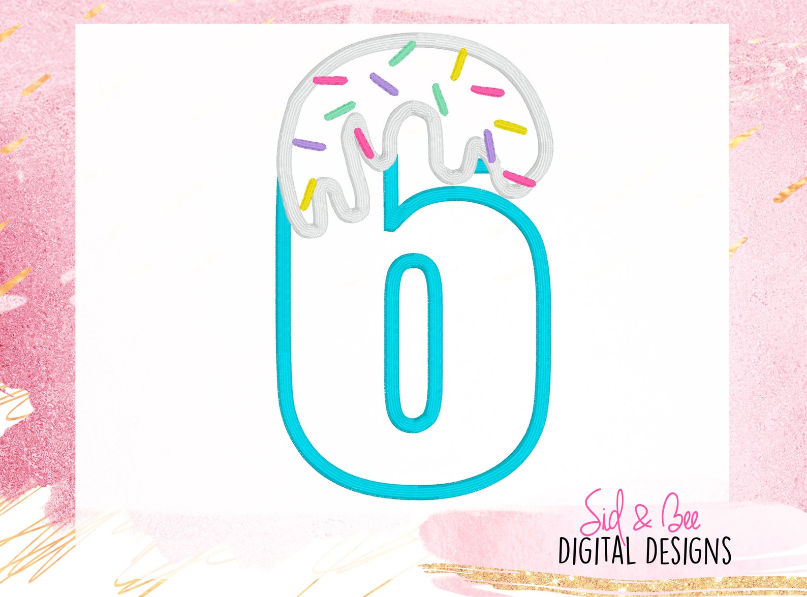 Sixth Birthday, Icing, Number Applique, Sprinkles, Six, Embroidery ...