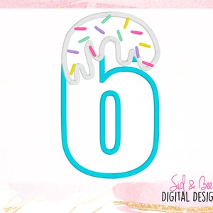 Sixth Birthday, Icing, Number Applique, Sprinkles, Six, Embroidery ...