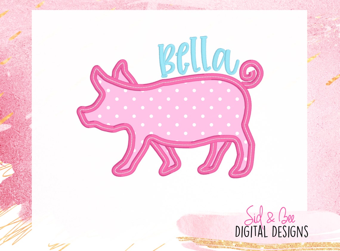 Pig Applique Pig Silhouette Applique Design Pig Embroidery | Etsy