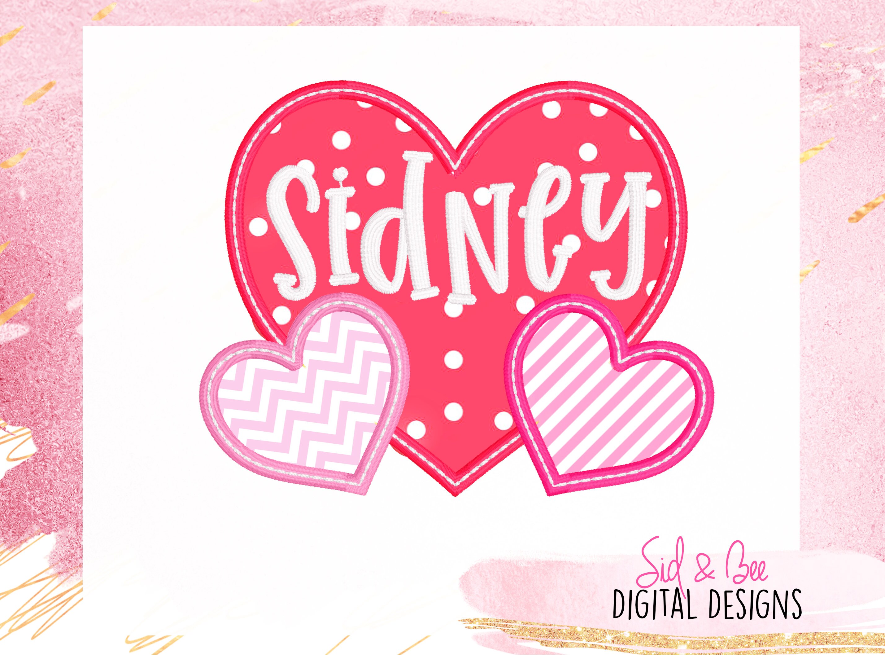 Trio Heart, Trio, Applique Design, Valentines Applique, Heart Applique ...