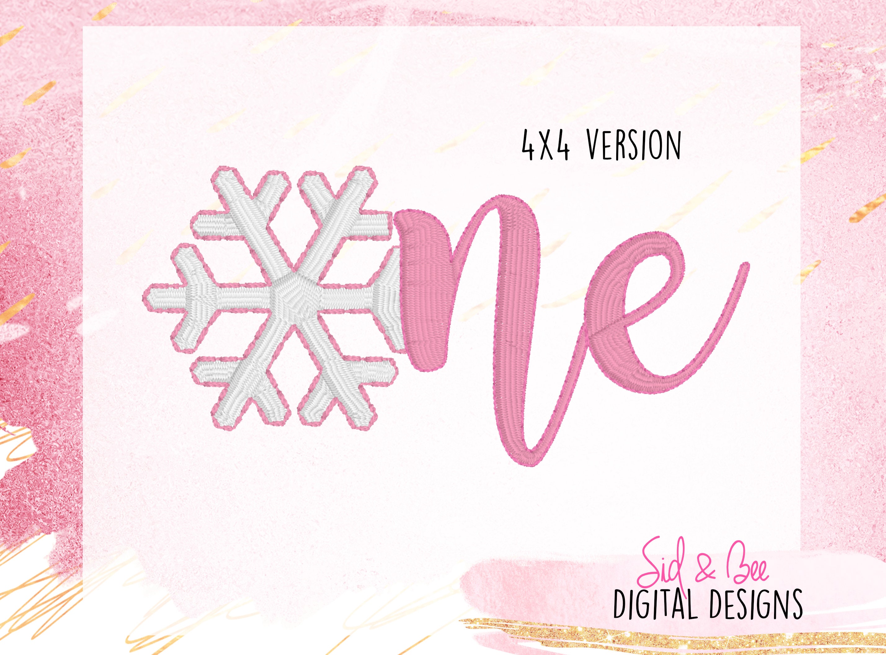 One, Snowflake Applique, Embroidery Snowflake, First Birthday, Design ...