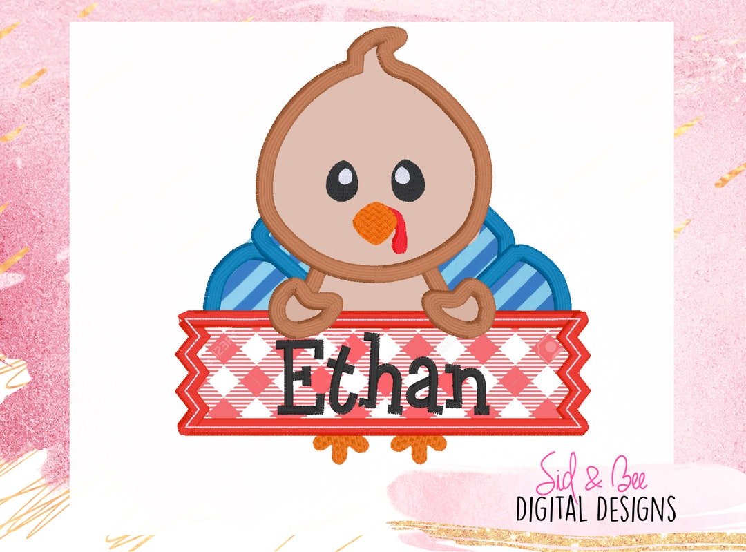 Turkey Banner Applique, Thanksgiving Embroidery, Turkey, First ...