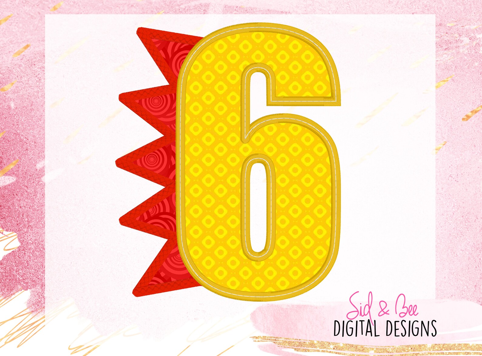 Sixth Birthday Dinosaur Number Applique Birthday Six - Etsy