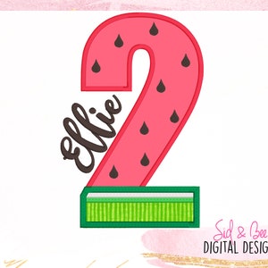 Watermelon Number, Embroidery Applique, Watermelon, Number Applique ...