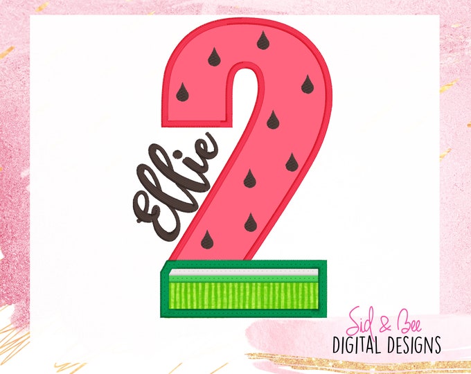 Watermelon Number, Embroidery Applique, Watermelon, Number Applique ...
