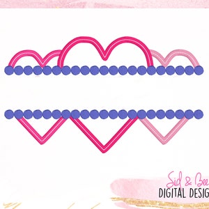 Split Heart, Trio, Applique Design, Valentines Applique, Heart Applique ...