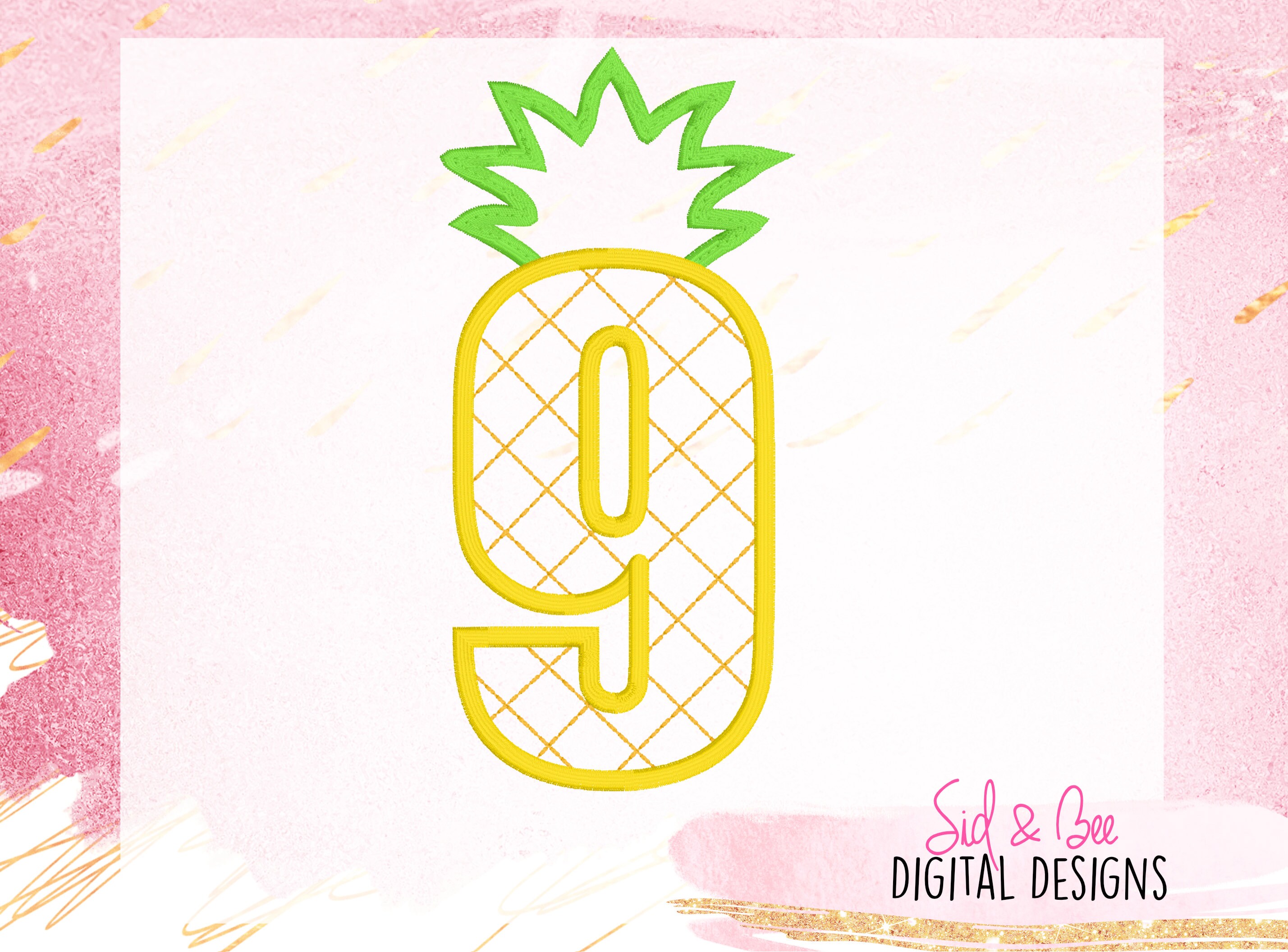 Pineapple Ninth Birthday Nine Pineapple Pineapple Applique | Etsy