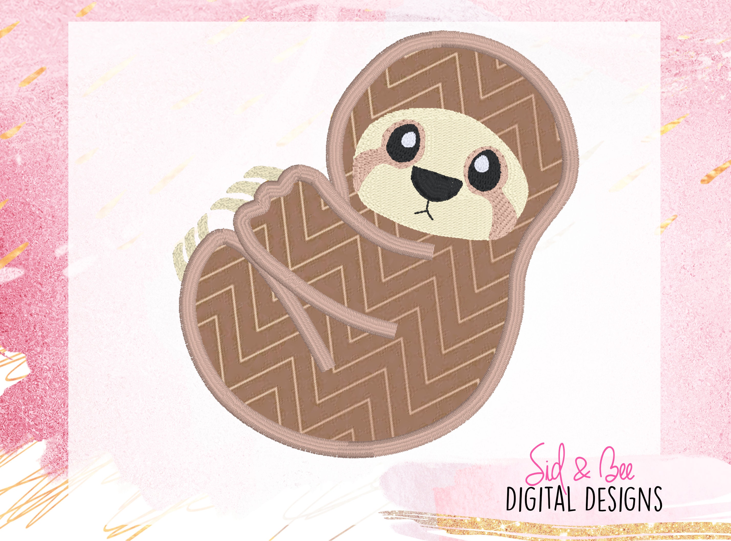 Sloth Sloth Applique Baby Sloth Embroidery Nursery - Etsy