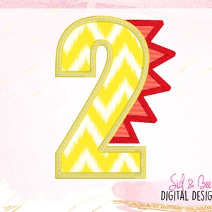 Second Birthday, Dinosaur, Number Applique, Birthday, Two, Dinosaur ...