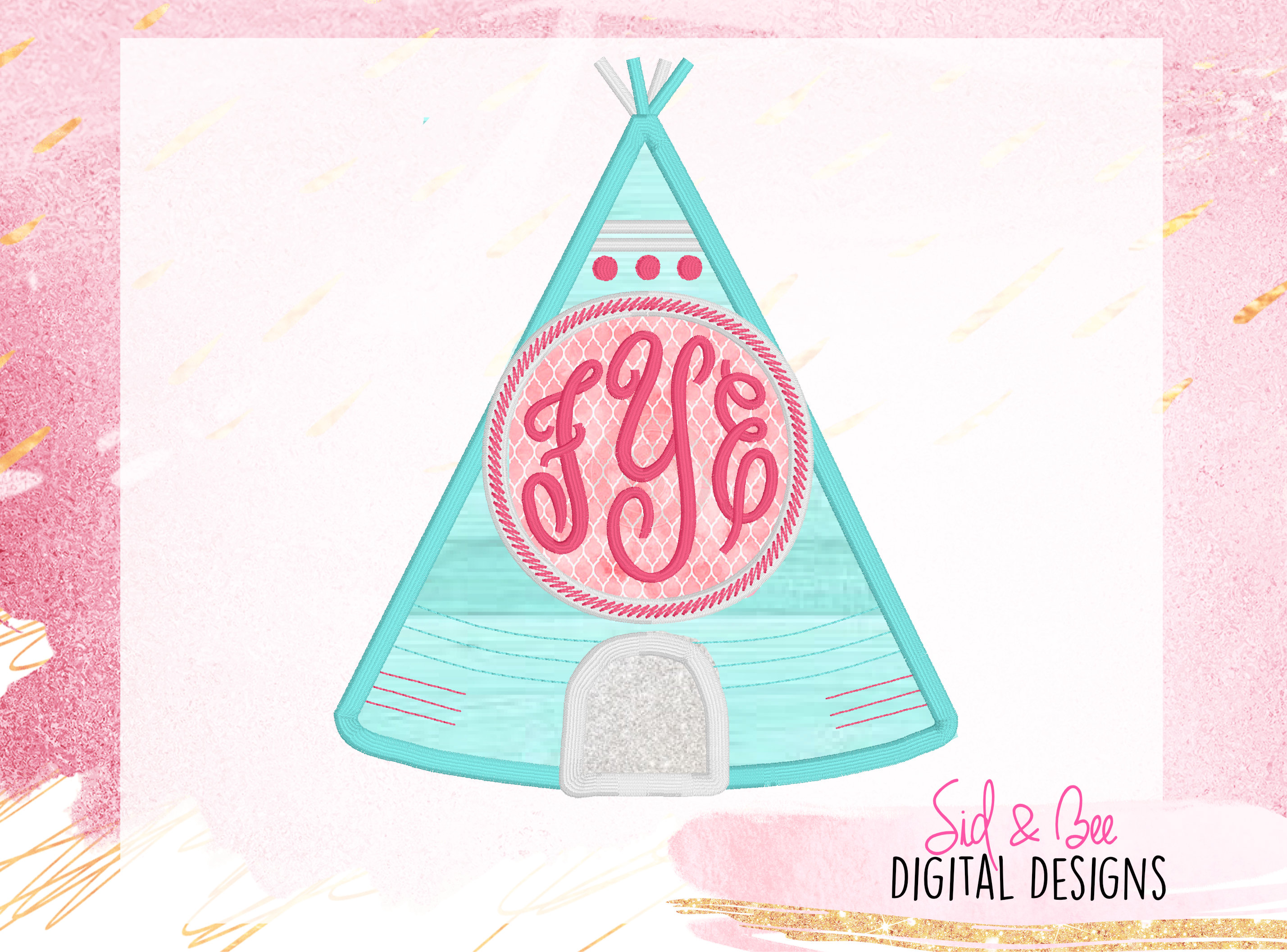 Teepee, Teepee Applique, Tee Pee, Teepee Embroidery, Monogram, Indian ...