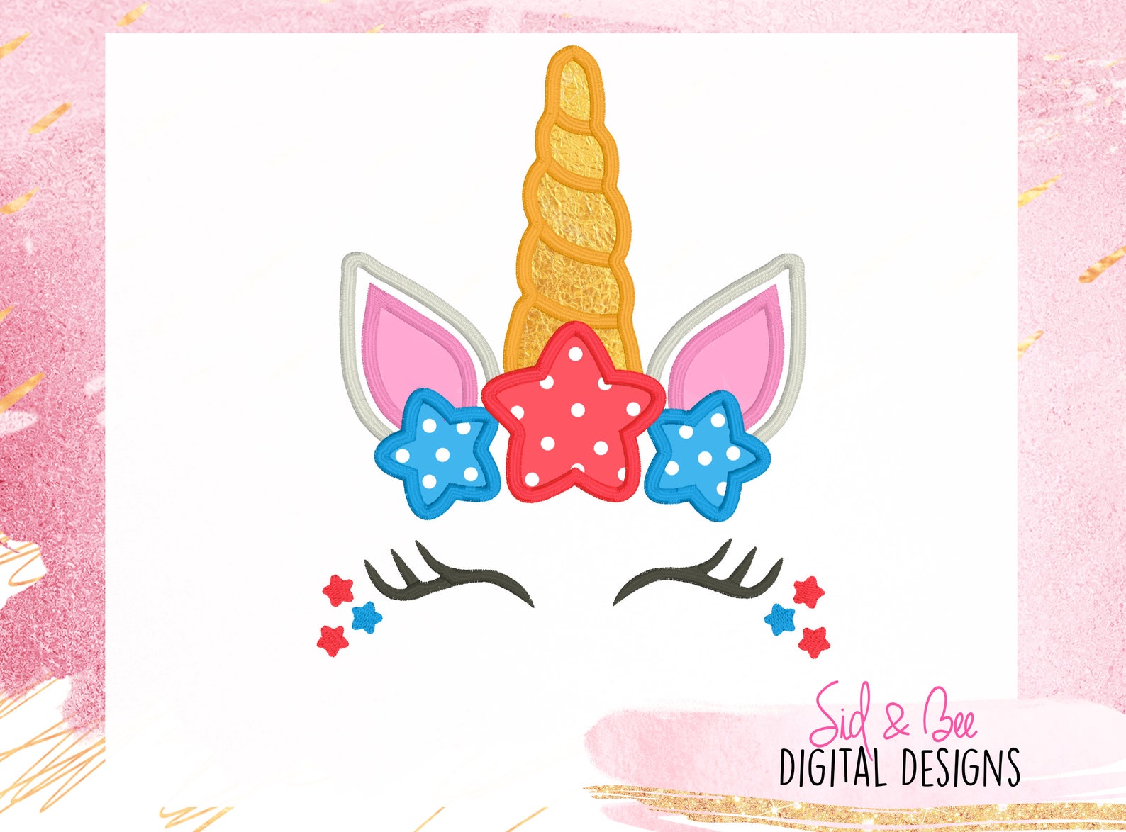 Unicorn Unicorn Face Applique Unicorn Embroidery 4th of - Etsy