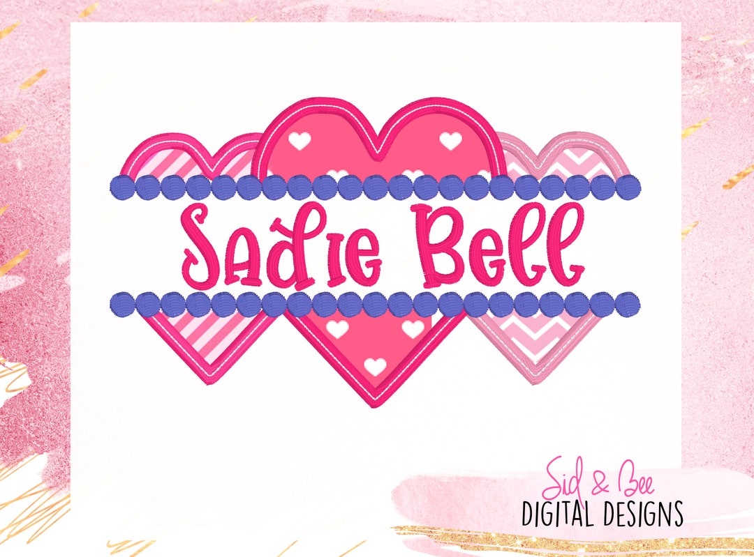 Split Heart, Trio, Applique Design, Valentines Applique, Heart Applique ...