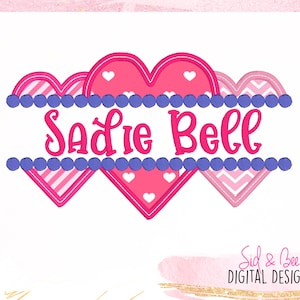 Split Heart, Trio, Applique Design, Valentines Applique, Heart Applique ...