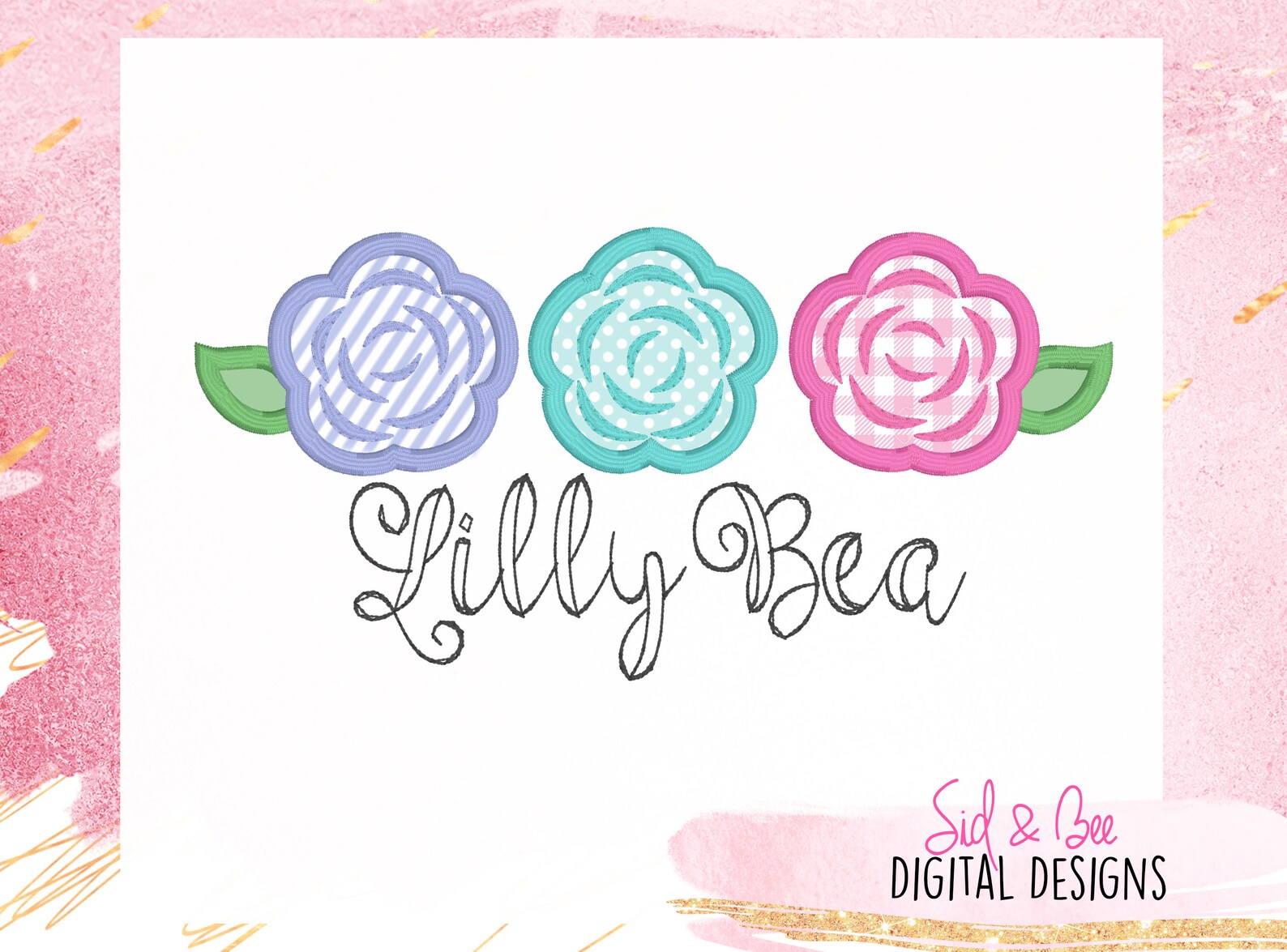 Flowers Trio Flower Applique Spring Applique Trio Cute | Etsy