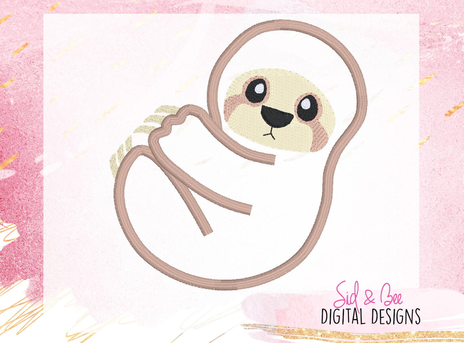 Sloth Sloth Applique Baby Sloth Embroidery Nursery - Etsy