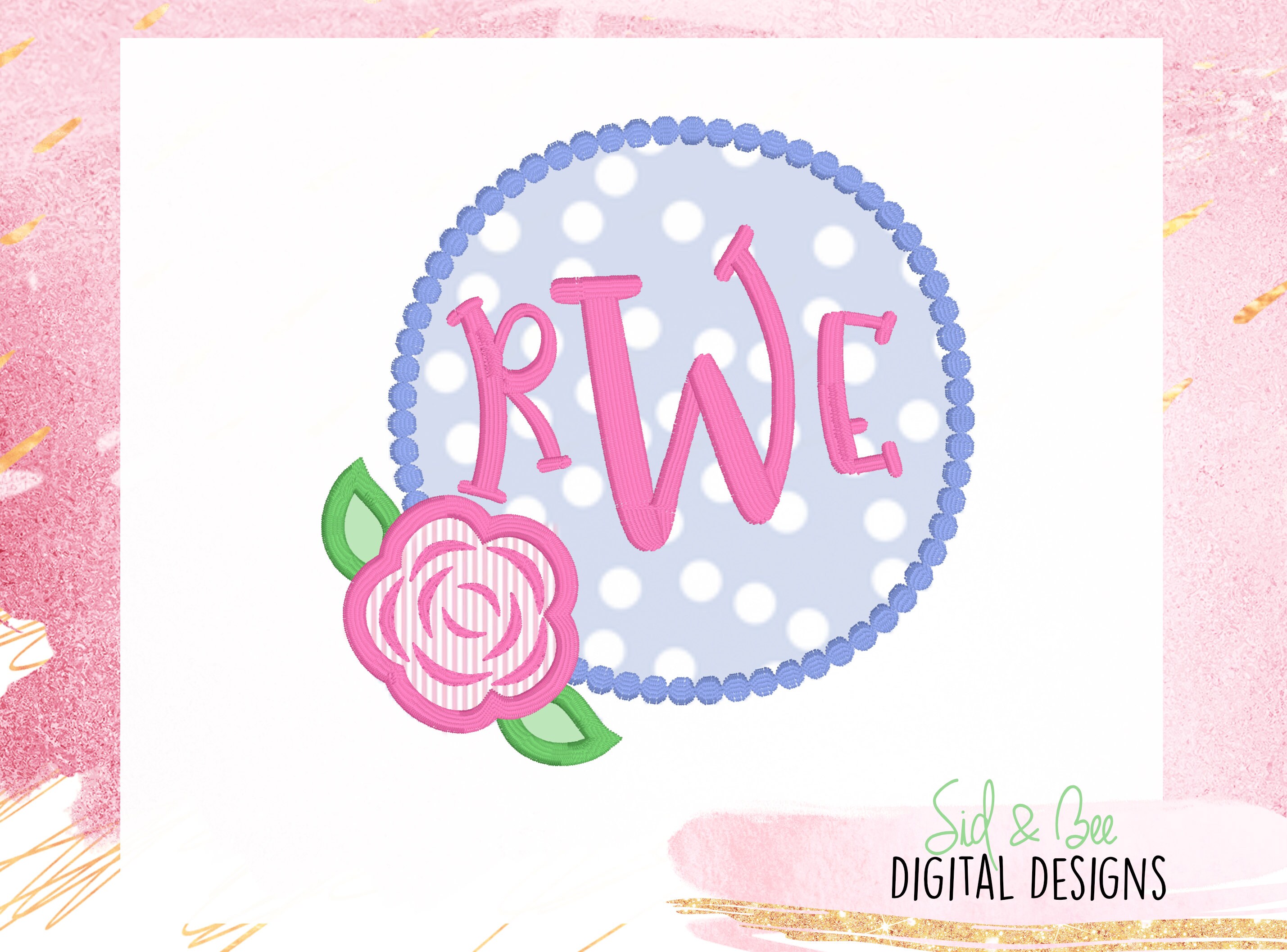 Flower Flower Monogram Monogram Frame Flower Applique - Etsy
