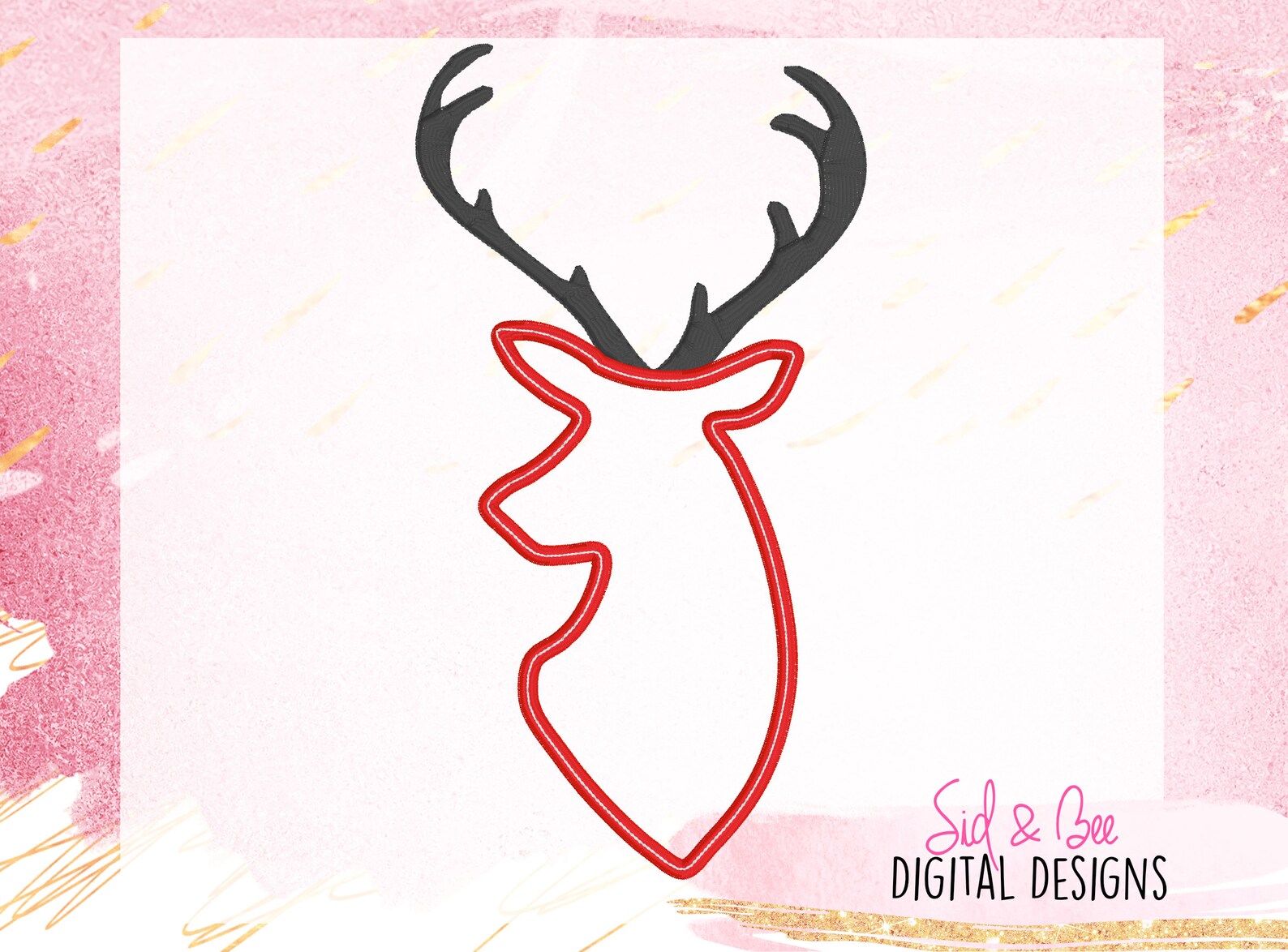 Deer Applique, Deer Silhouette Applique Design, Deer Embroidery, Wild ...